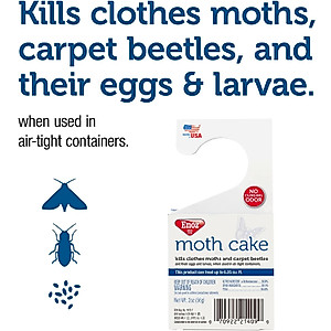 Enoz Moth Cakes – 8 Pack – Easily Hangs in Closets & Garment Bags – Kills Clothes Moths, Carpet Beetles, Eggs & Larvae – Treats 6.25 Cubic Feet