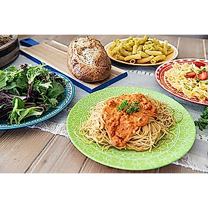 Annovero Dinner Plate Set - Set of 6 Dinnerware for Salad, Dessert, Pasta, Entrées, Colorful Stoneware Dishes for Kitchen, Microwave and Oven Safe, 10.5 Inch Diameter