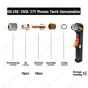 WeldingStop 176655 176656 Kit for Miller Spectrum 375 X-treme Plasma Cutter ICE-25C ICE-27C Torch WS OEMed consumables (NOT Spectrum 375 X-treme Cutter with XT30 torch)