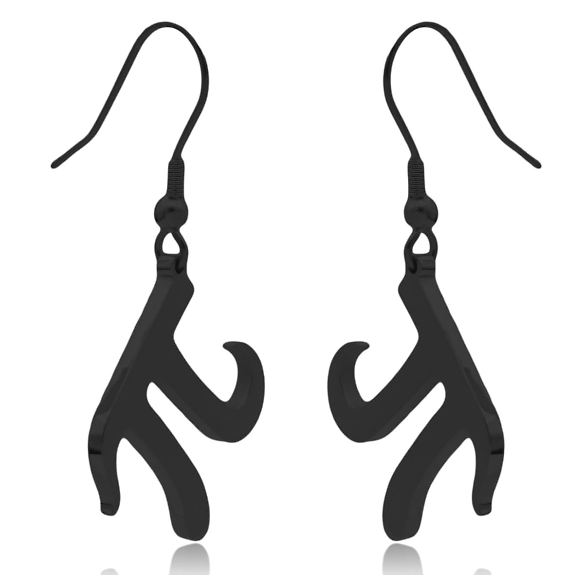 Pi Symbol Stainless Steel Dangle Earrings (Black)