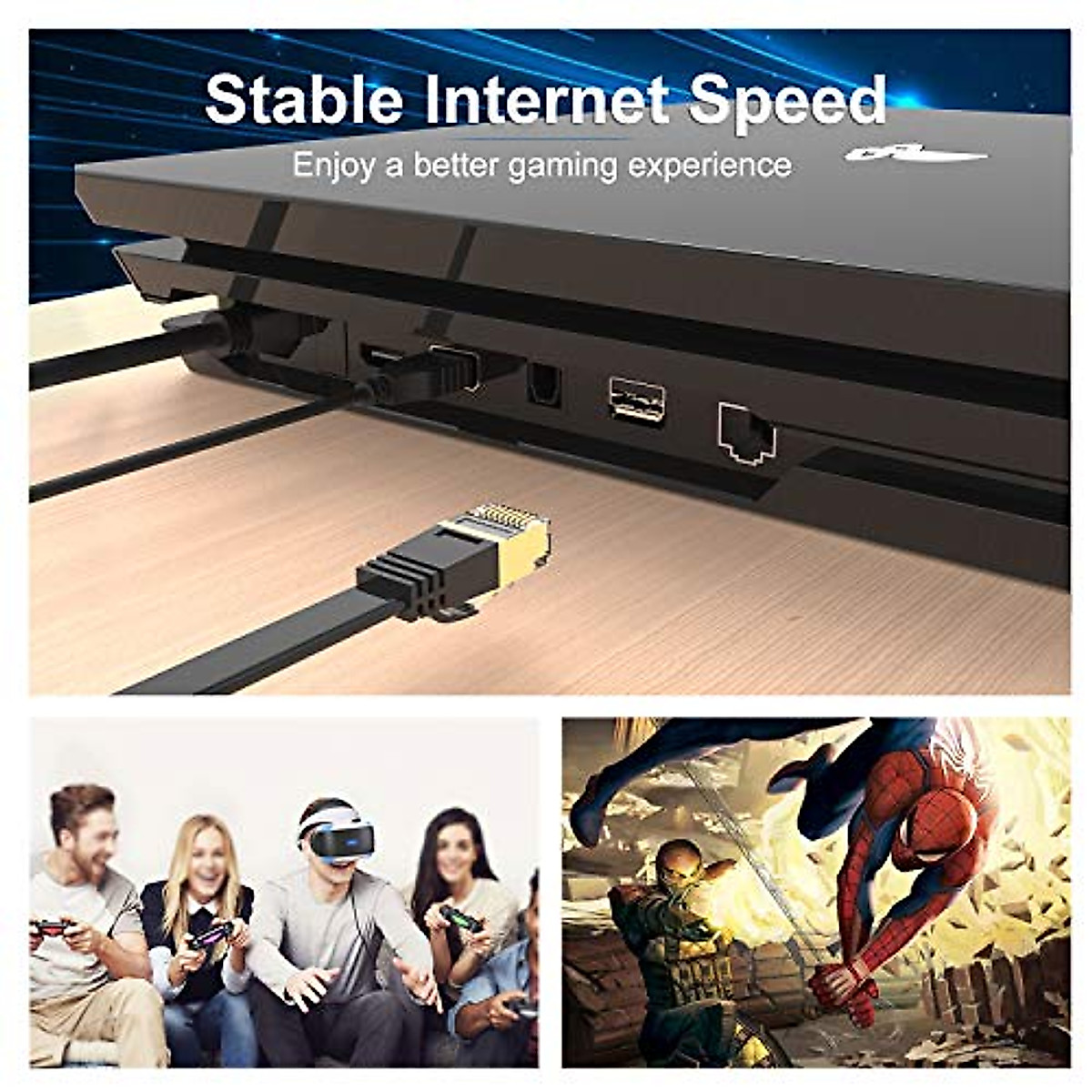 AUCAS Cat 8 Ethernet Cable 50u Gold Plated RJ45 Connectors，32AWG Cat8 Network LAN Cord，High Speed for Gaming, Modem Router, PC,PS4,Xbox,PS4,Xbox(0.5M/1.5FT)