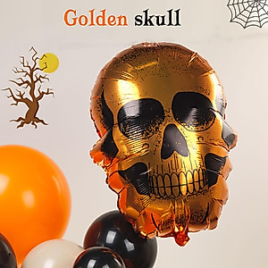 Halloween balloon garland kit116 pieces Fall orange black gold sand white and skull pumpkin monster star mylar foil balloons for spooky Boo fall party decoration