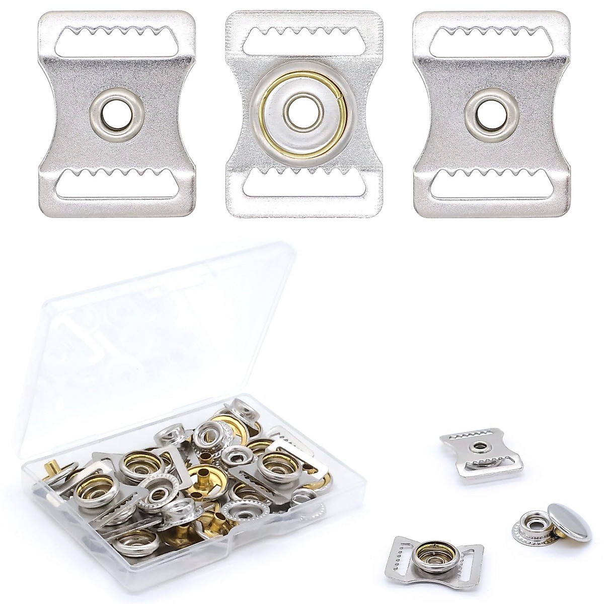 TiciKim 10 Pack Sports Helmets Buckle Stainless Steel Snap Chin Strap Buckle Helmet Repair Kit for Youth Football Baseball Hockey Sports