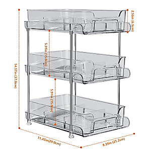 PTBSZCWY Under Cabinet Organizer Bathroom Organizer and Storage,Under Sink Organizers 3 Tier Clear Organizer With Dividers Organizer Medicine Storage, Kitchen Cabinet Pantry Dividers Organizer