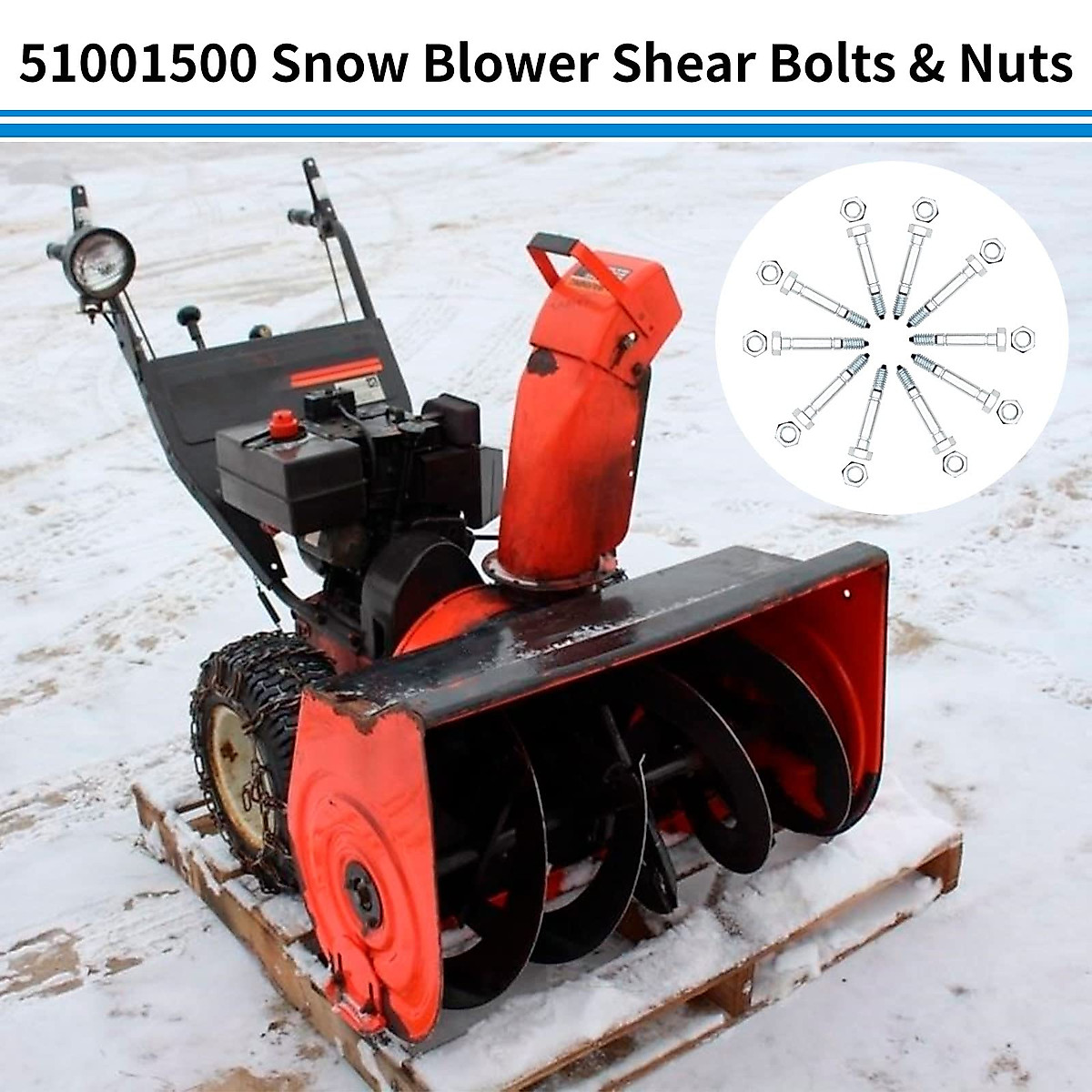 51001500 Shear Bolt Kit Fit for A riens Snowblower - 10 Set of Shear Pins & Nuts Fit for A riens ST1032 ST1028 ST824 ST828 Snow Thrower Auger, Replace 510015 AM122156 AM136890 91550 7091550YP 780-011