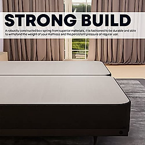 Spring Solution, 8" Split Wood Traditional Box Spring/Foundation for Mattress Set, Sturdy Fabric Paneled Design Wooden Frame, Durable Bedding Mattress Box Springs, Queen, Black