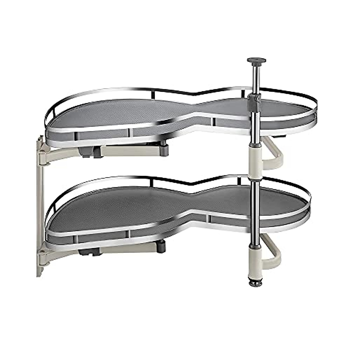 Kitchen Cabinet Blind Corner Pull Out Organizer, Stainless Steel 2 Tiers Swing Tray 270°Rotating Storage Left Right Handed Pull Out Basket for Blind Base Corner Cabinets