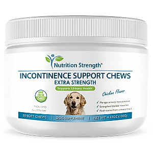 Nutrition Strength Dog Incontinence Support, Extra Strength Supplement for Dog Bladder Health, Organic Support for Dogs Leaking Urine, Promotes Dog Bladder Control, 30 Soft Chews