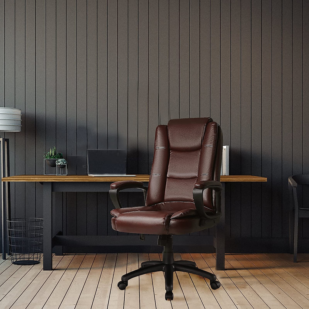 OFIKA Office Chair Computer Desk Chair Gaming - Ergonomic High Back Cushion Lumbar Support with Wheels Comfortable Black Leather Racing Seat Adjustable Swivel Rolling Home Executive (Brown)