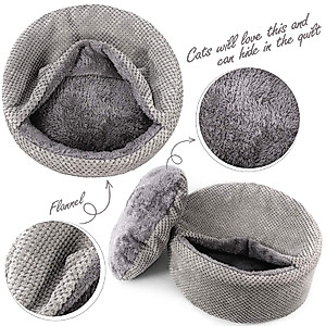Winsterch Washable Warming Cat Bed House,Round Soft Cat Beds for Indoor Cats,Calming Pet Sofa Kitten Bed,Small Cat Pet Covered Cat Cave Beds Puppy Bed for Small Dogs (Gray)