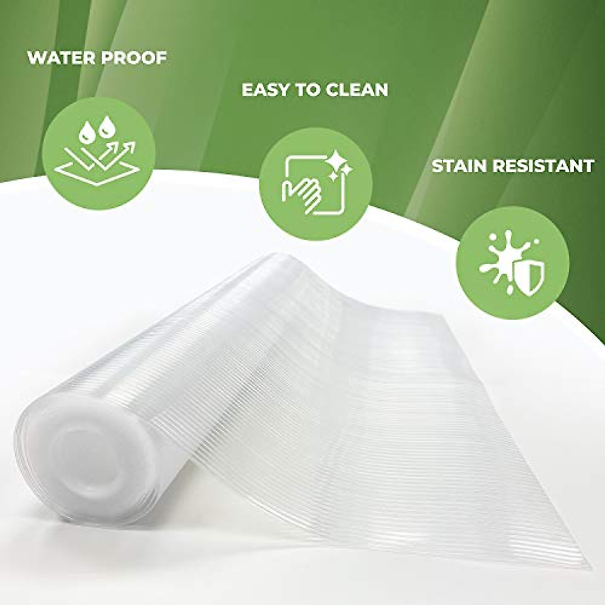 612 Vermont 24" x 20' Clear Ribbed, Waterproof, Non-Adhesive Plastic Shelf Liner for Use in Kitchen Cabinets, Pantry, Wire Shelves, Under Sink, Refrigerators and More.