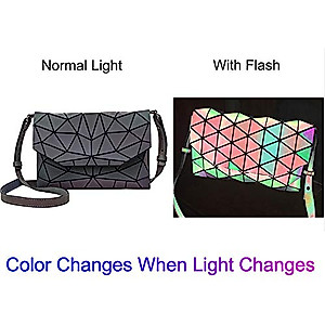 Van Varo Geometric Hard Lattice Crossbody Shoulder Bag Luminous Envelope Handbag Black One Size
