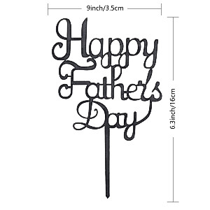 Happy Father's Day Cake Topper, 10 Pack Gold and Black Acrylic Cake Picks Cake Decorations Cake Food Decoration Party Supplies for Father's Day