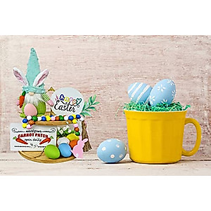 Easter Decorations-Easter Tiered Tray Decor-Easter Spring Table 2 Wooden Signs Gnomes Bunny,egg,Bead Garland Bundle-RusticTiered Tray Items (Easter Decorations)