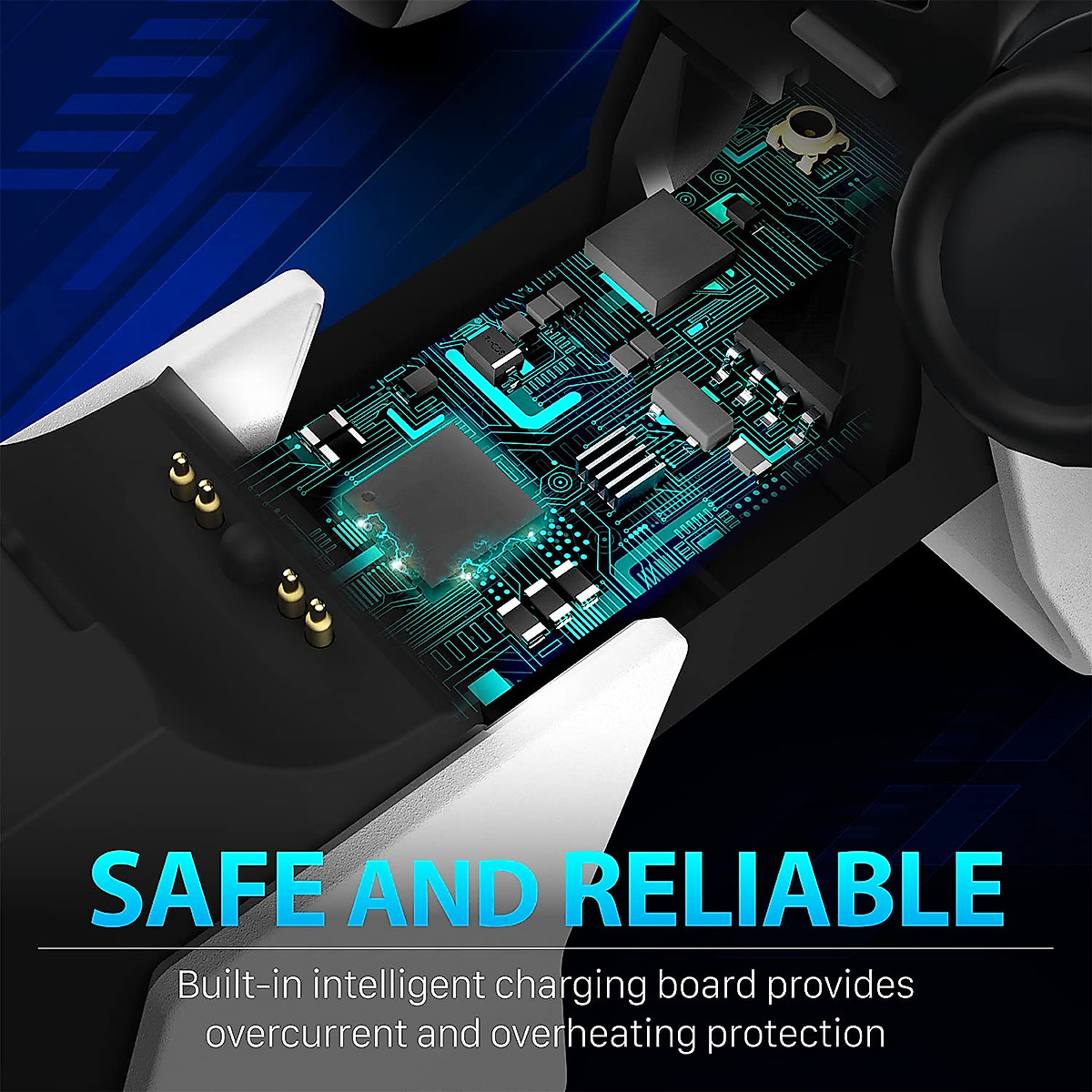 Fosmon Dual 2 Charger Station Compatible with Sony-PS5-Playstation 5 Dualsense Controllers, (Place and Charge) 3 Hours Fast Charging Dock with Intelligent Chip Overcurrent Over-Heating Protection
