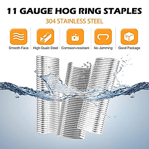 KIMSING - AC50 11 Gauge 304SS Hog Ring Staples, 320 Pcs/Box, 1 1/2" (38.7mm) Crown, C Type Staples for Gabion, Wire Cages, Fencing