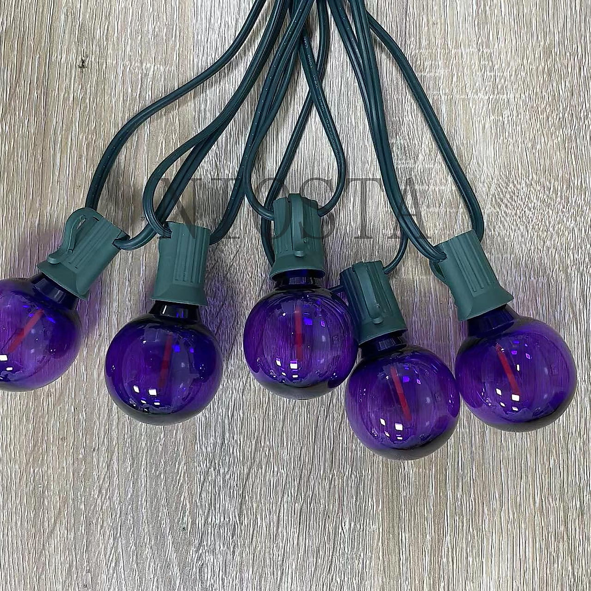 NIOSTA 25 Pack G40 LED Christmas Replacement Bulbs, Clear Purple Globe Light Bulbs for Outdoor String Lights, E12/C7 Candelabra Base, 0.7W LED Filament and Clear Shatterproof Plastic Material