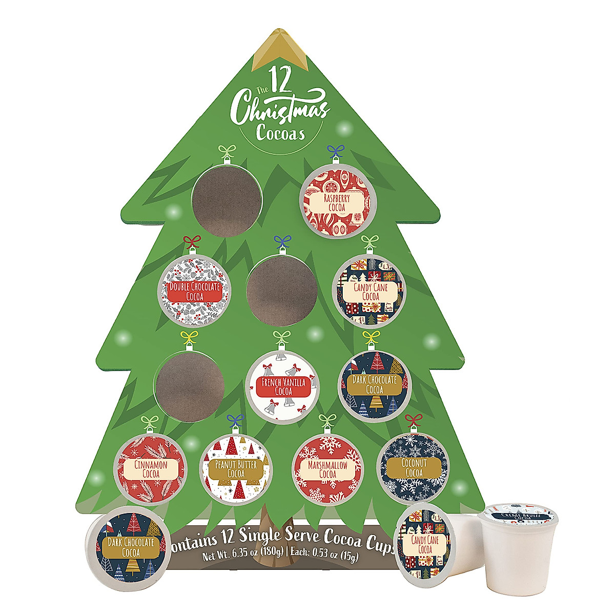 Christmas Cocoa Gift 12 Single Serve Keurig Compatible K CUPS Hot Chocolate Pods Advent Calendar For Adults or Kids Assortment- Holiday Cocoa Gift Box Set - Best Xmas Present Idea/Stocking Stuffer (Hot Chocolate)