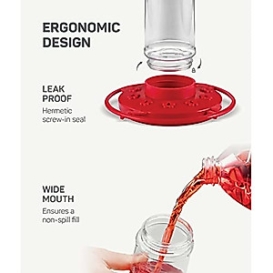 Hummingbird Feeder 16 oz [Set of 2] Plastic Hummingbird Feeders for Outdoors - Humming Bird Feeders - 10 Feeding Ports - Wide Mouth for Easy Filling/2 Part Base for Easy Cleaning