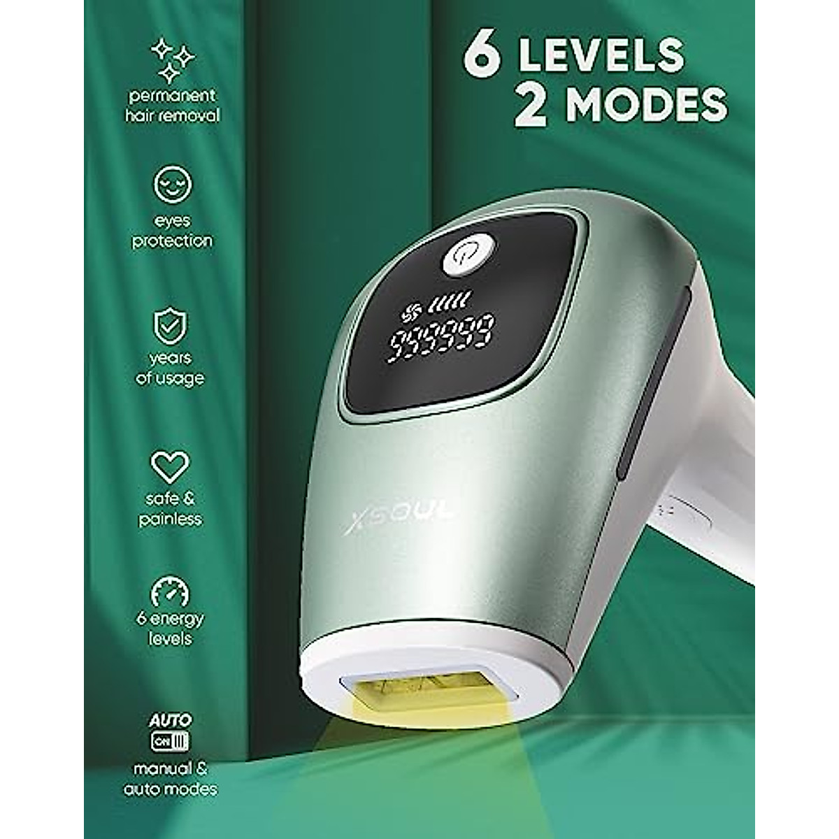 XSOUL Laser Hair Removal for Women and Men (2023 Enhanced Version), Permanent IPL Hair Removal device, at-home Painless Hair Remover on Armpits Back Legs Arms Face Bikini Line, Corded -Dermaflash Pro