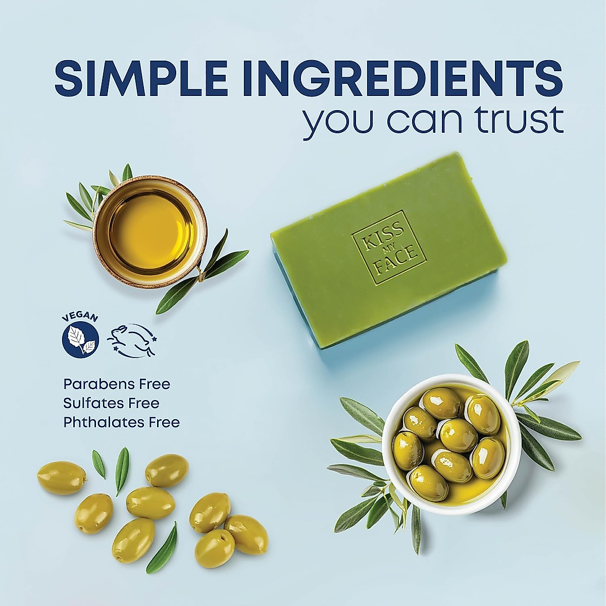 Kiss My Face Soap Bar 3pk Pure Olvo, 4 Ounce