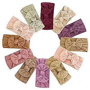 12PCS Baby Headbands and Bows Nylon Headbands for Baby Girls Headdresses For Newborns Fade Color baby Headbands Turban Knotted