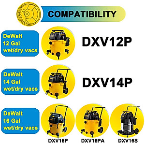 SpaceTent 6 Pack High Efficiency Replacement Filter Bags compatible with DeWalt 12 to 16 Gallon Wet/Dry Vacs - Part # DXVA19-4102