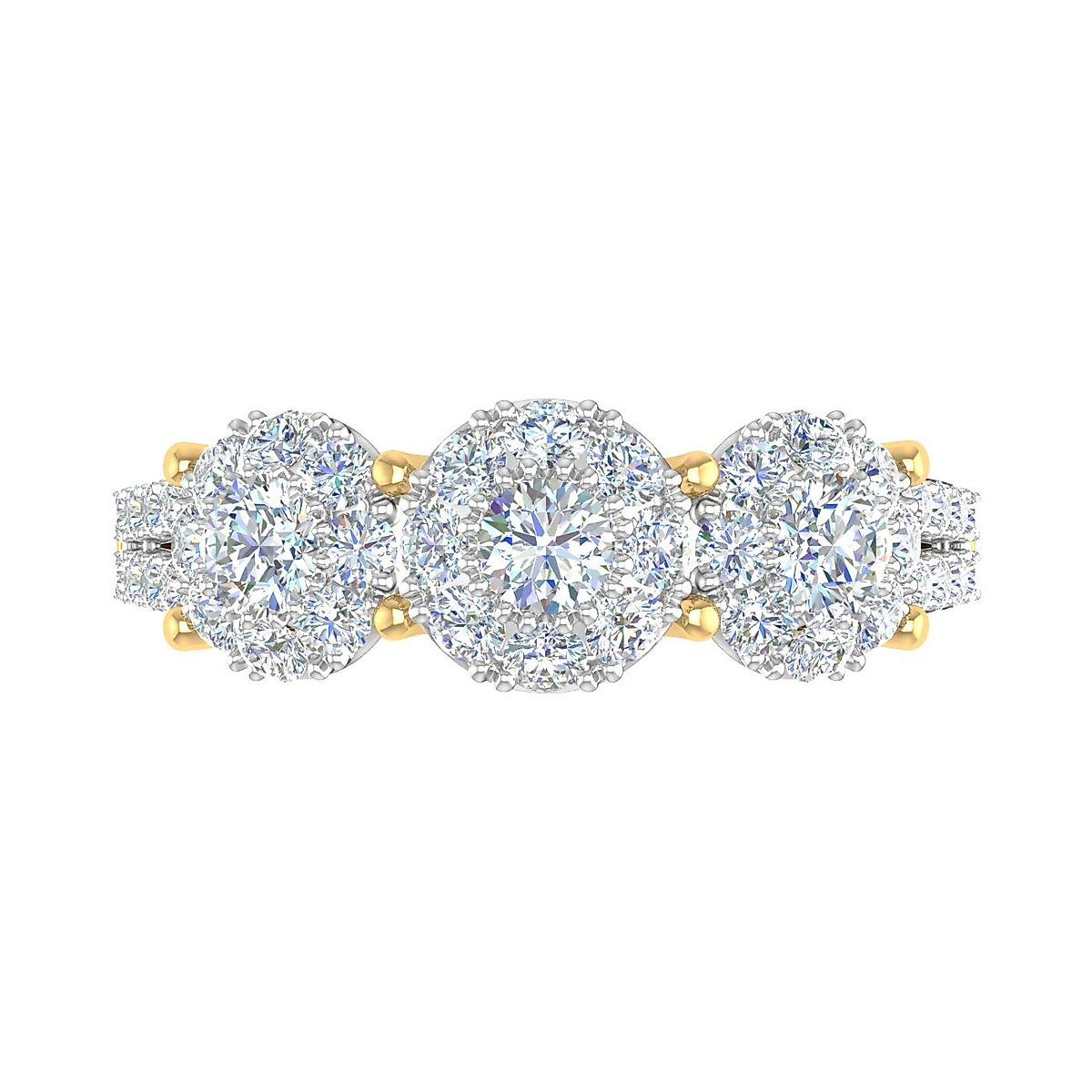 1 Carat 3-Stone Prong Set Diamond Engagement Ring in 14K Yellow Gold - IGI Certified (Ring Size 9)