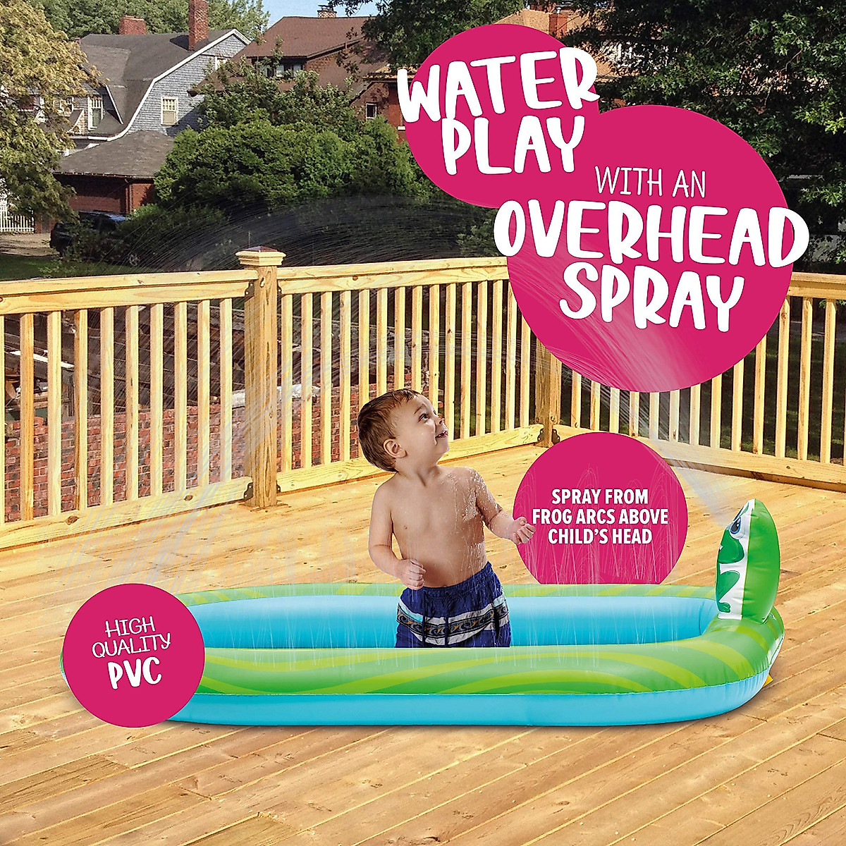 Splashin'kids 3 in 1 Inflatable Sprinkler Pool Kiddie Pool Kids Pool Toddlers Wading Swimming Outdoor Play Mat Splash Pad 9 Months and up Boys Girls Large (Small and Large Size)