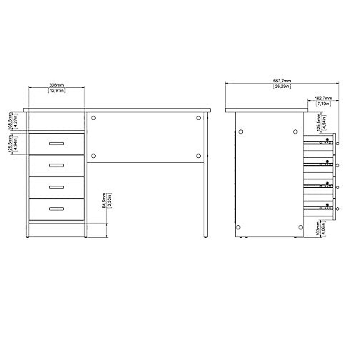 Tvilum Warner Desk with 4 Drawers, Oak Structure