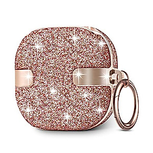 Valkit Luxury Glossy Case Compatible with Samsung Galaxy Buds 2 Case (2021) / Galaxy Buds Pro Case (2021) / Galaxy Buds Live Case (2020) Bling Sparkle - Full Body Protection Glitter Women Girls,Golden