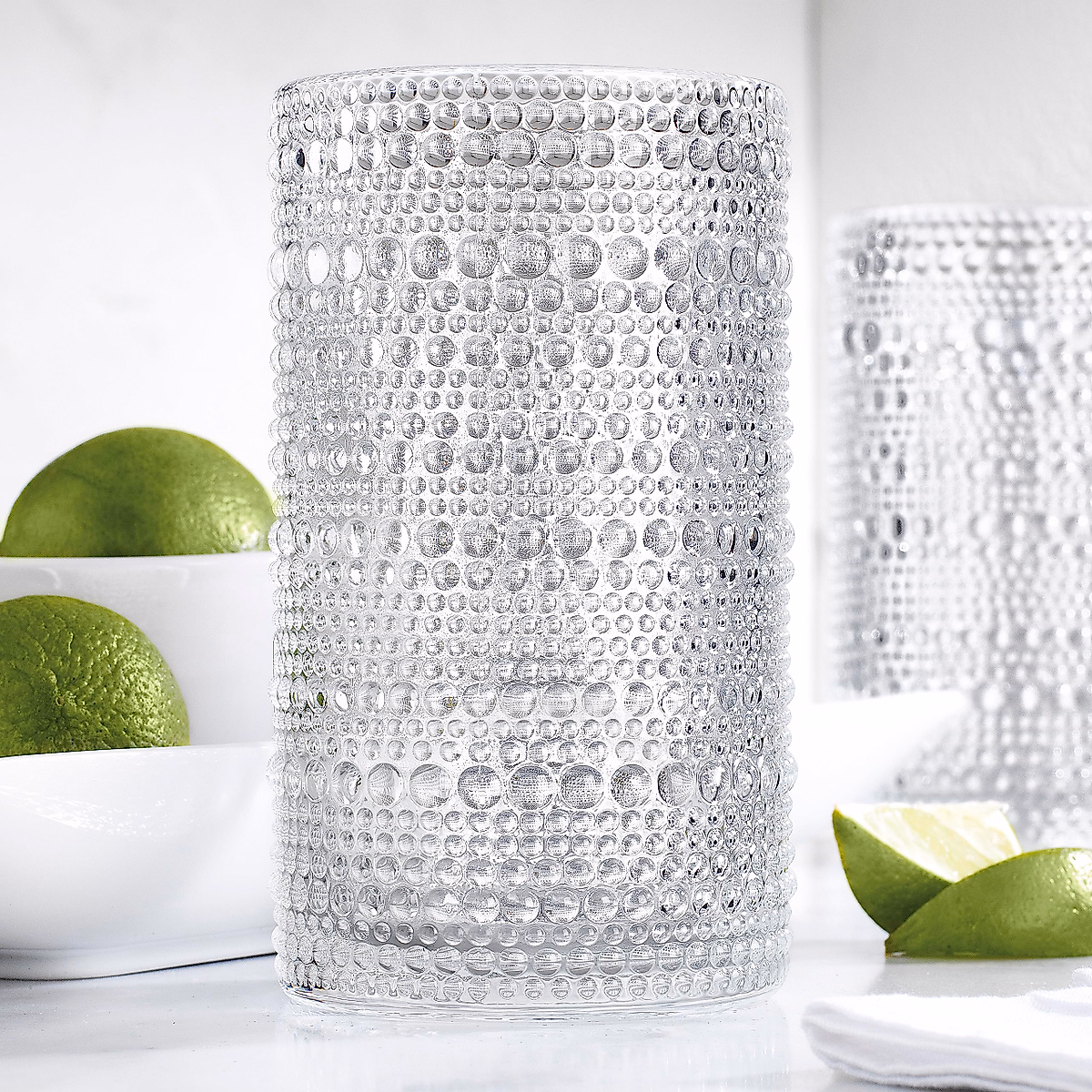 Glaver's Hobnail Drinking Glasses, Set of 4 Clear Vintage Beaded Glass Cups, 15 Oz. Cocktail Drinking Glassware Set, For Water Juice, Smoothies. Home, Dinner, Bar uses.