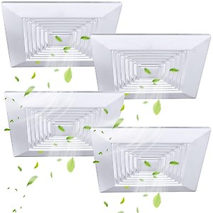 Mkhaslri 4 Pcs Exhaust Bathroom Ceiling Fan 9 x 9 Inch Grille with Springs Plastic Replacement Vent Cover Wall Mount Bathroom Fan Cover Replacement Parts for Square Ceiling for Ventilation Fan