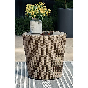 Signature Design by Ashley Danson Bohemian Outdoor End Table, Light Brown