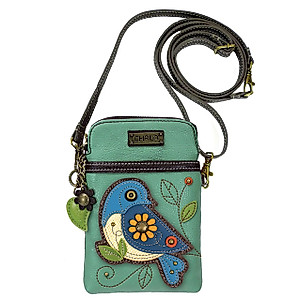 Chala Blue Bird Cellphone Crossbody Handbag - Convertible Strap