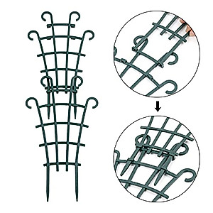 UWIOFF 12 Pack Trellis for Potted Plants, Garden Trellis for Climbing Plants Plastic Mini Climbing Plant Trellis Flower Pots Support Stackable Trellis for Climbing Plants Peas, Dark Green