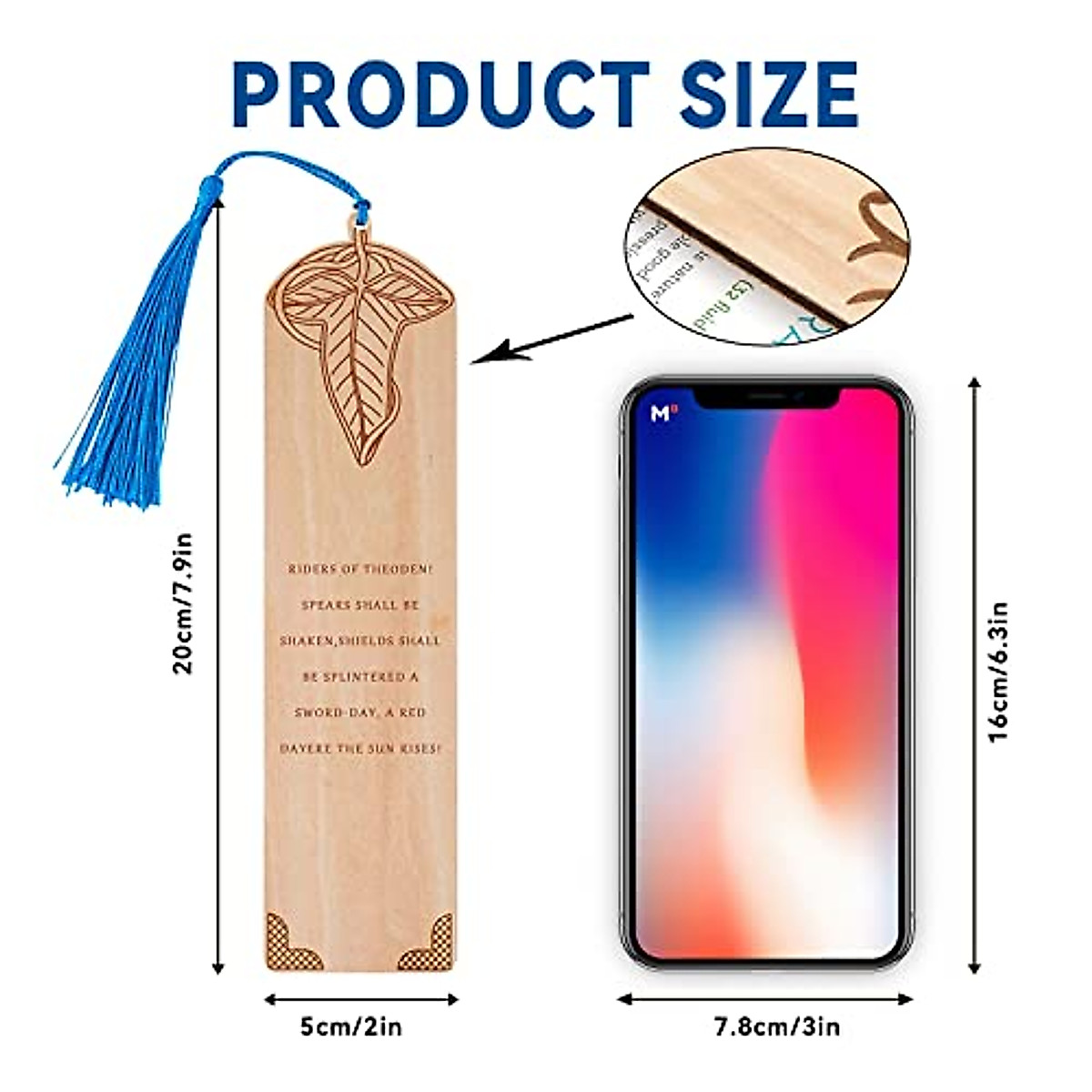 10 Pieces Bookmark Wooden Bookmark Craft, Lord of Rings Themed Hobbits Bookmarks Set with Silk Tassel, Handmade Wooden Carving Book Mark for Women Men Teens