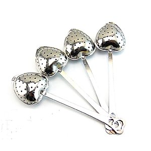 Long Grip Tea Filter, Stainless Steel Heart Shaped Tea Infuser Spoons