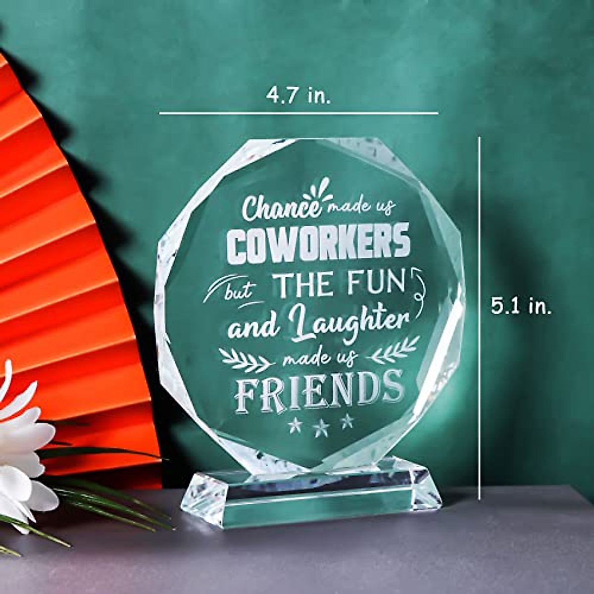 YWHL Coworker Gifts for Women Men, Going Away Gift for Coworker, Coworker Leaving Gifts, Chance Made Us Coworkers Glass Keepsake