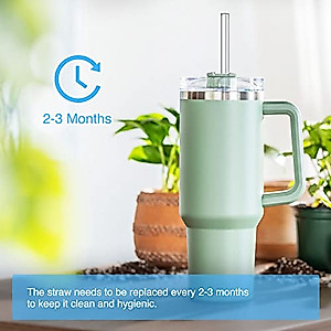 8 Pack Replacement Straws Compatible with Stanley Adventure Travel Tumbler, Reusable Plastic Straws with Cleaning Brush, Compatible with Stanley 40 oz Cup Accessories（12.5inch Long） (8 Pack)