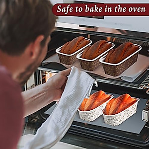 Maxcheck 100 Pcs Paper Loaf Pans 6.3 x 2.2 x 2.2 Inch Disposable Loaf Pan Liners with Clear Plastic Bags and Ties Paper Rectangle Baking Mold for Bread Cake Bakery(White, Coffee)