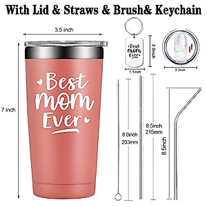 Fufendio Mom Gifts - Best Mom Ever Gifts - Gifts for Mom from Daughter, Son - Valentines, Birthday, Mothers Day Gifts for Mom, New Mom, Bonus Mom - Mom Tumbler Cup 20oz