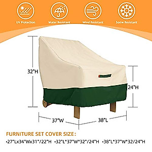 DikaSun Patio Chair Covers, Lounge Deep Seat Cover, 2 Pack 38" L*37" W*32" H Waterproof Anti-UV Heavy Duty 600D Oxford Fabric Outdoor Lawn Patio Furniture Covers