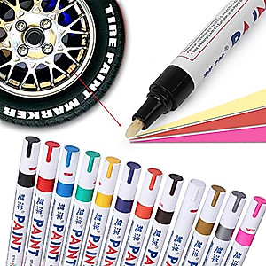 Newsmarts Tire Marker Paint Pen White for Car Tires Lettering Permanent Waterproof Ink Carwash Safe DIY Motorcycles Permanent Automotive Tyre Tire Care
