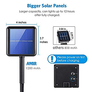 AMIR Upgraded Solar Powered String Lights, 200 LED Copper Wire Lights, 72ft 8 Modes Starry Lights, Waterproof IP65 Fairy Christmas Decorative Lights for Outdoor, Wedding, Homes, Party (Warm White)