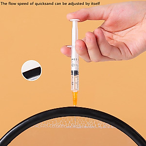 3D Moving Sand Art Picture Decor, Deep Sea Sandscape Liquid Motion, Round Glass, Mobile Sand Painting Relaxing Gifts, Large Desktop Decorations/Toys for Adults and Children(7 inch, Yellow)