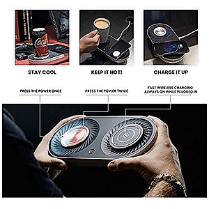 Coffee Mug Warmer, MINXUE Drink Cooler with Wireless Charger for Home Office Desk Use,Warming, Cooling and Charging All in 1