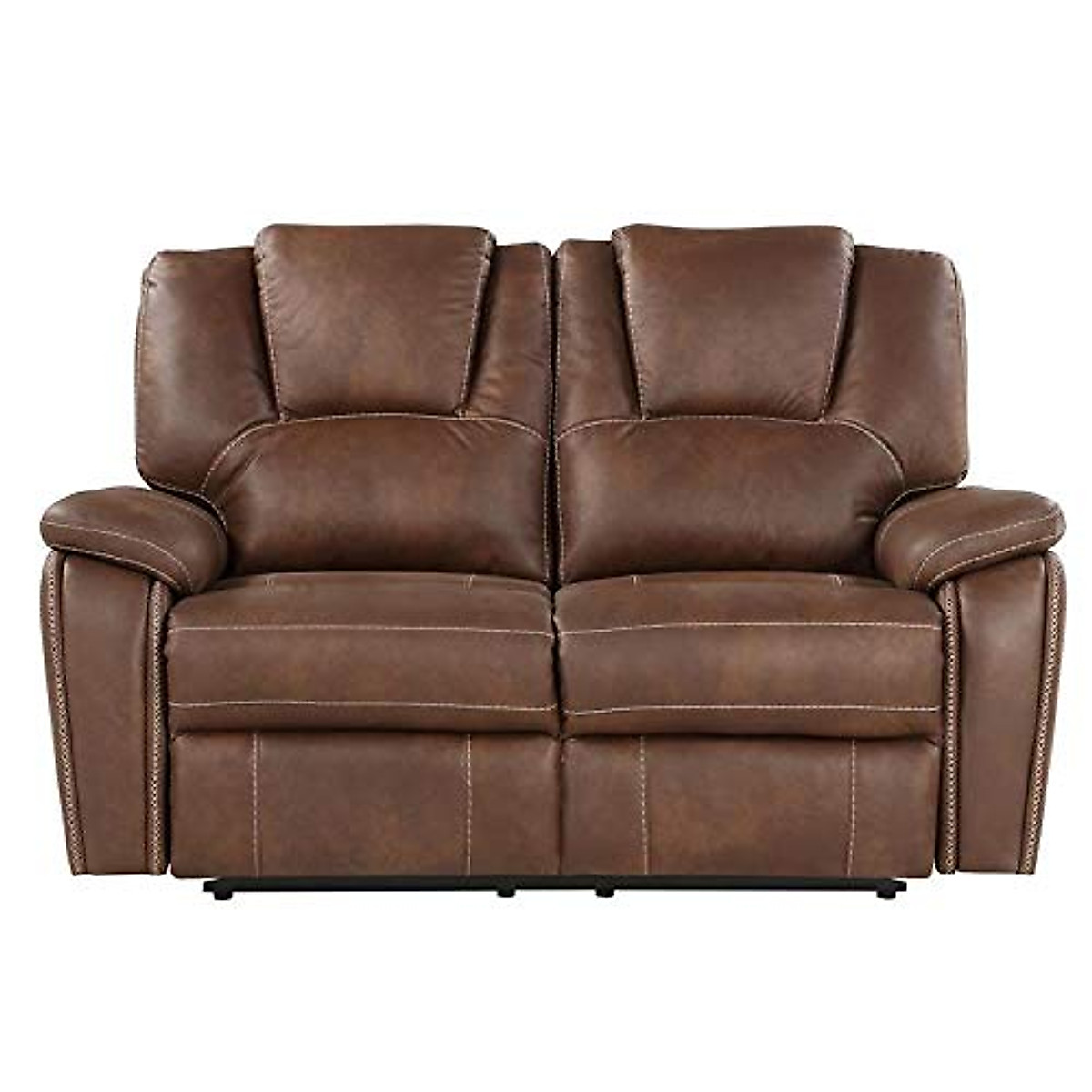 Steve Silver Katrine Brown Faux Leather Manual Reclining Loveseat