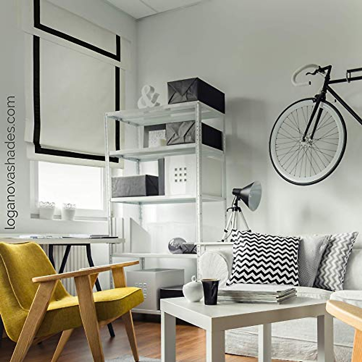 LOGANOVA Faux Linen Roman Shades With Valance For Large & Small Windows, and French Doors. Custom Made. Optional Blackout Lining Blocks 99.9% Of Light. Cordless Motorized Or Chain Mechanism.