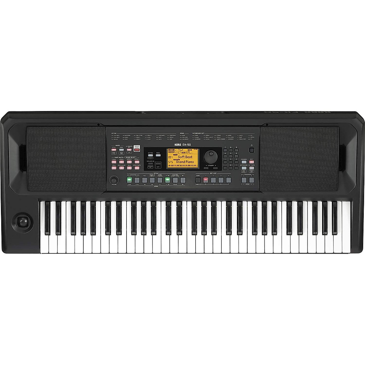 Korg EK-50 61-Key Arranger Entertainer Keyboard (Black), Starter Bundle with Bench, Stand and H&A Studio Headphones